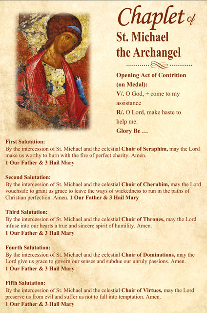 Chaplet of St. Michael the Archangel Holy Card – St. Anthony's Catholic ...