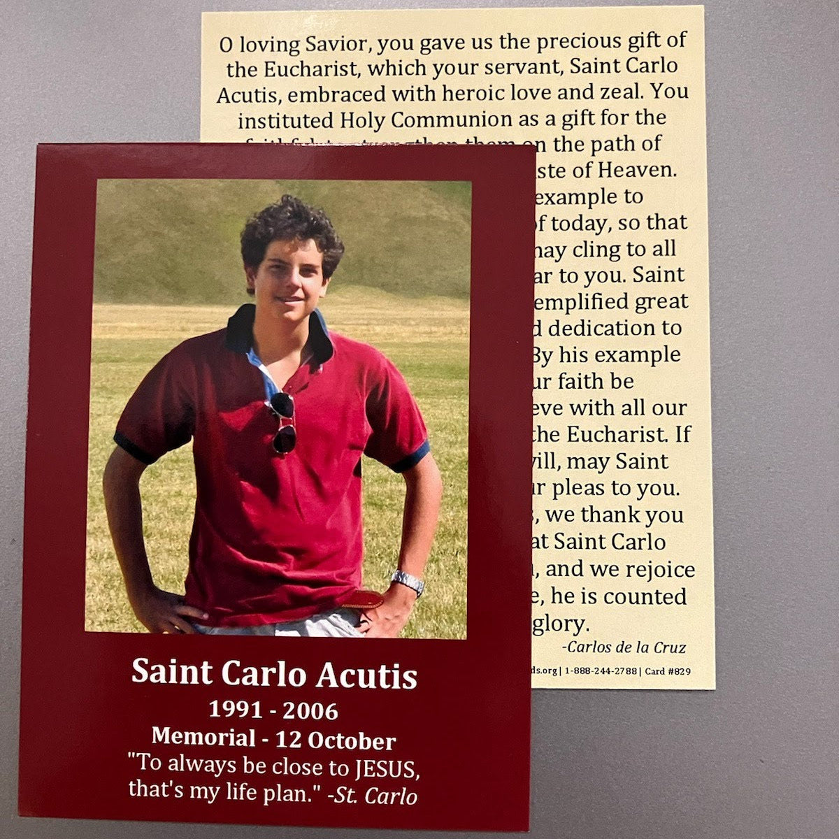 St. Carlo Acutis Holy Card – St. Anthony's Catholic Gift Shop