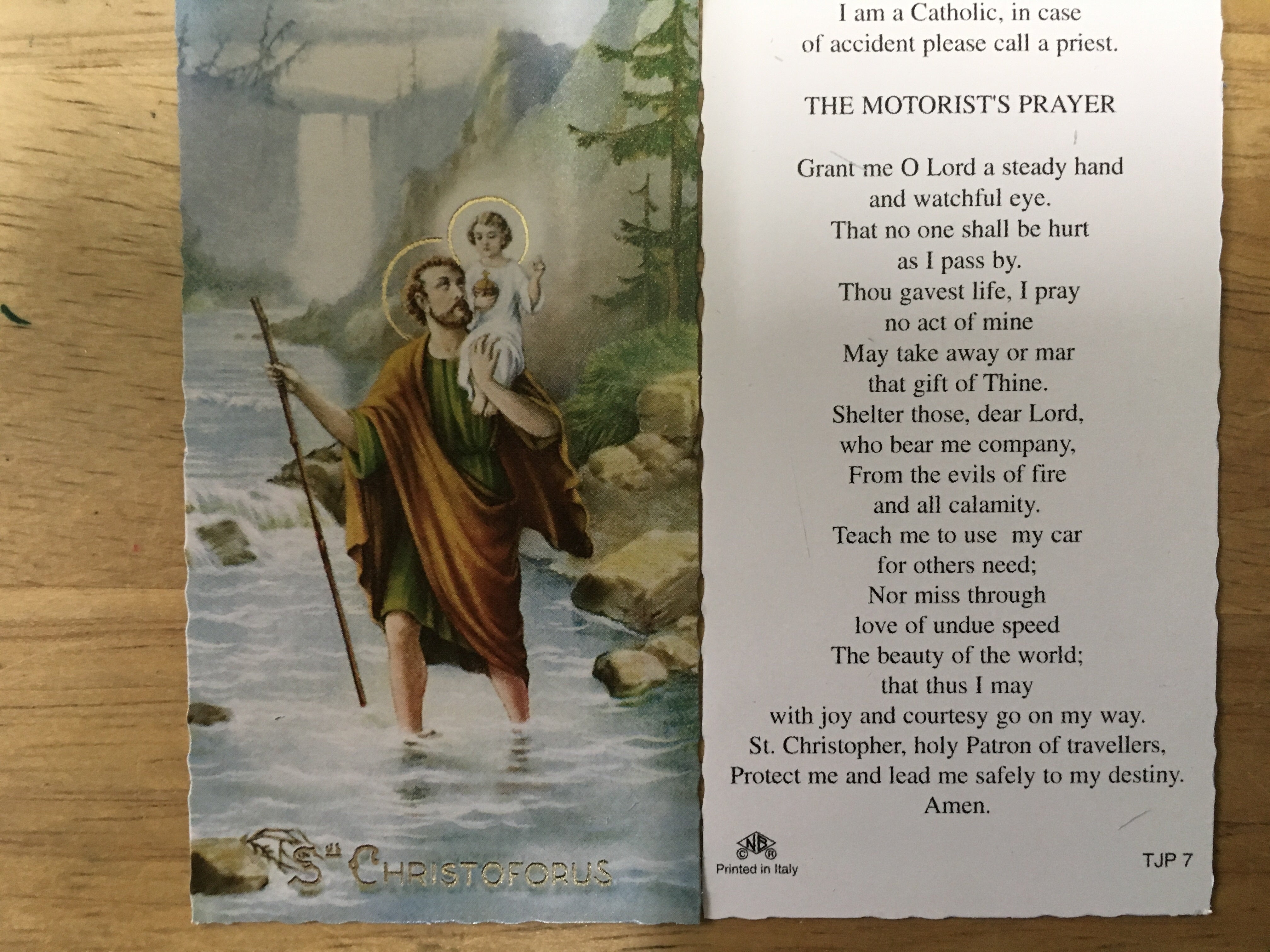 St. Christopher - The Motorist’s Prayer - Holy Card – St. Anthony's Catholic Gift Shop