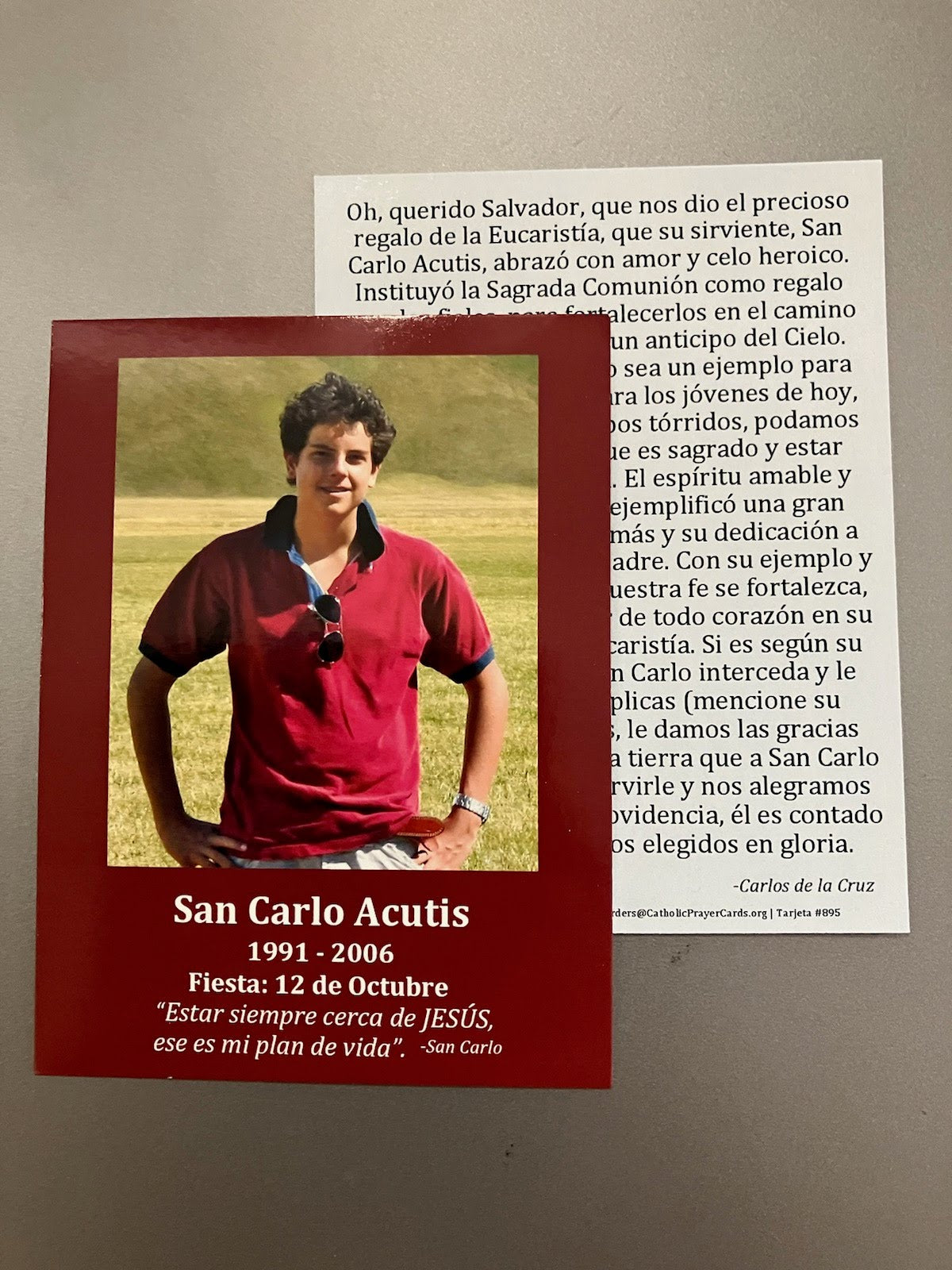 St. Carlo Acutis Holy Card – St. Anthony's Catholic Gift Shop