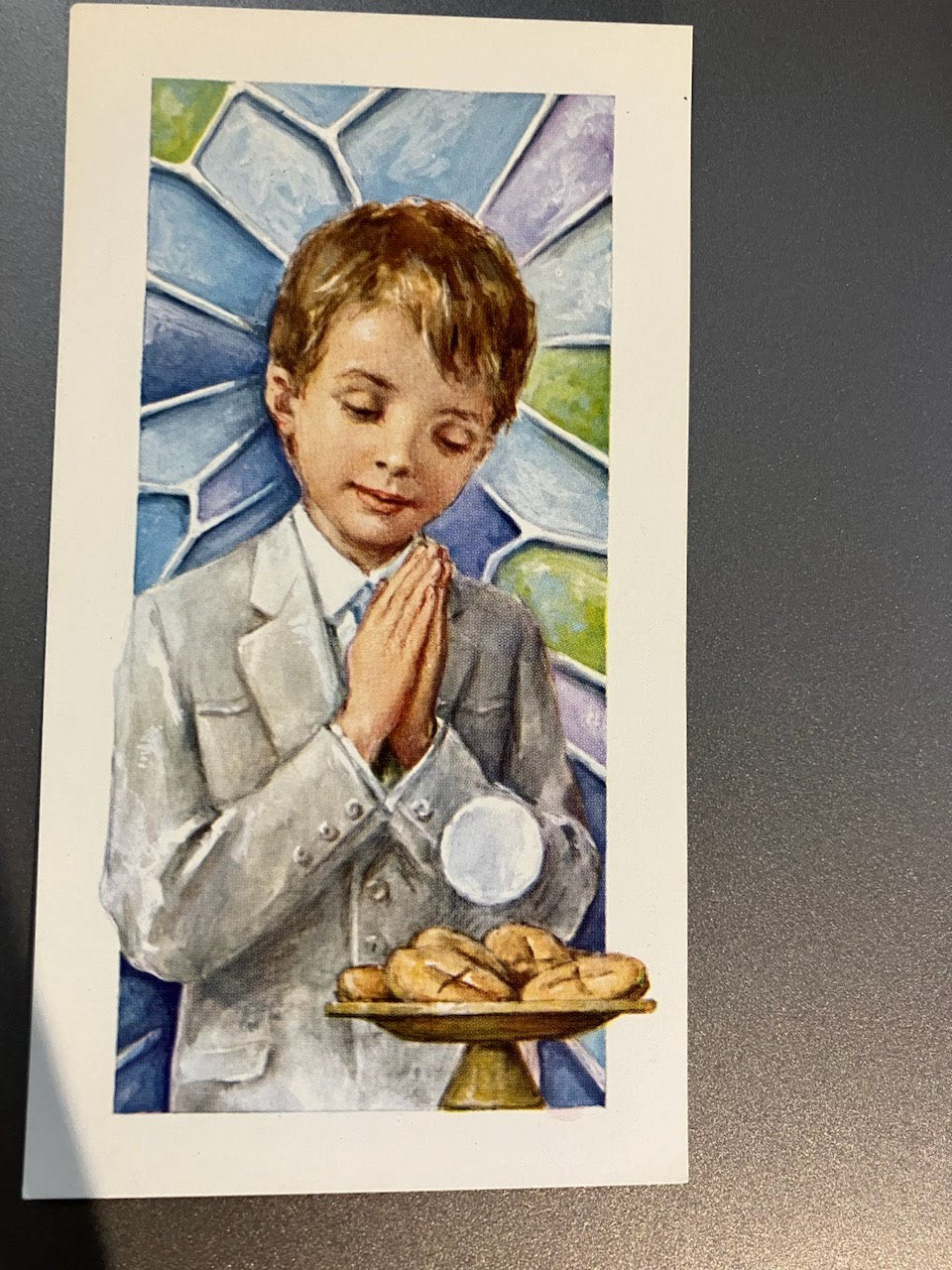 First Communion Holy Card with Stained Glass Background – St. Anthony's ...